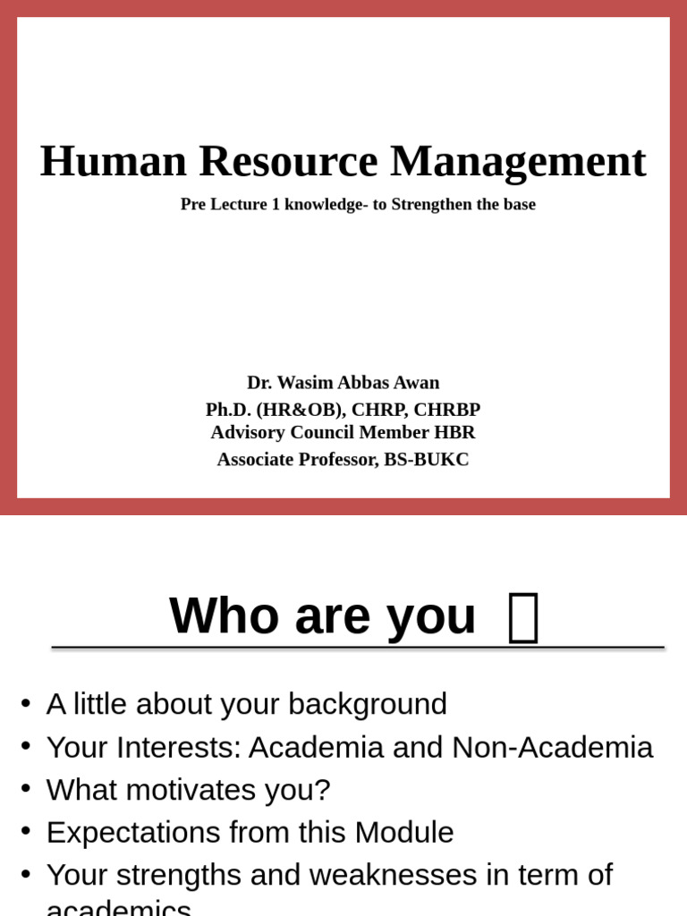 HRM Pre Lecture 1 Strengthing The Base 17022025 035138pm | PDF | Human ...