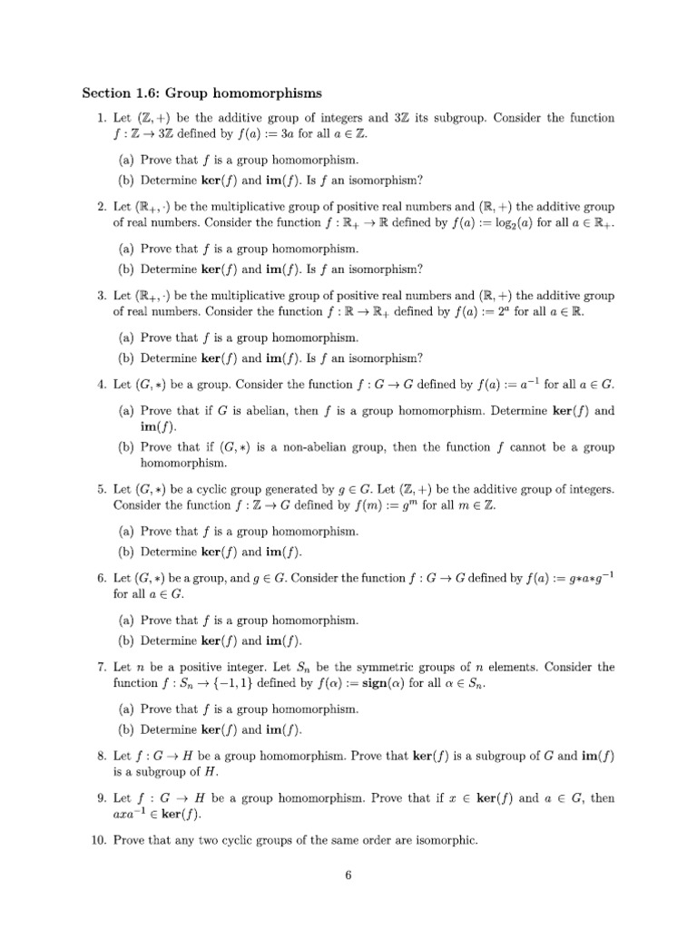 Exercise Sheet 1.6 - Group Homomorphisms (1) | PDF