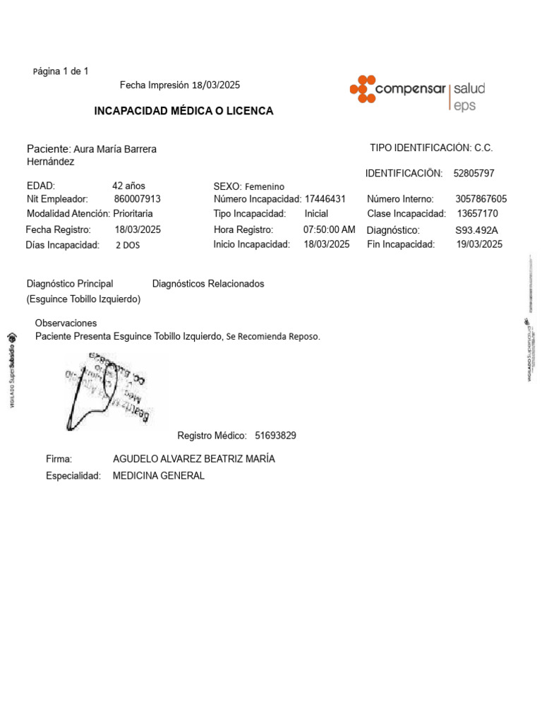 Incapacidad Compensar | PDF