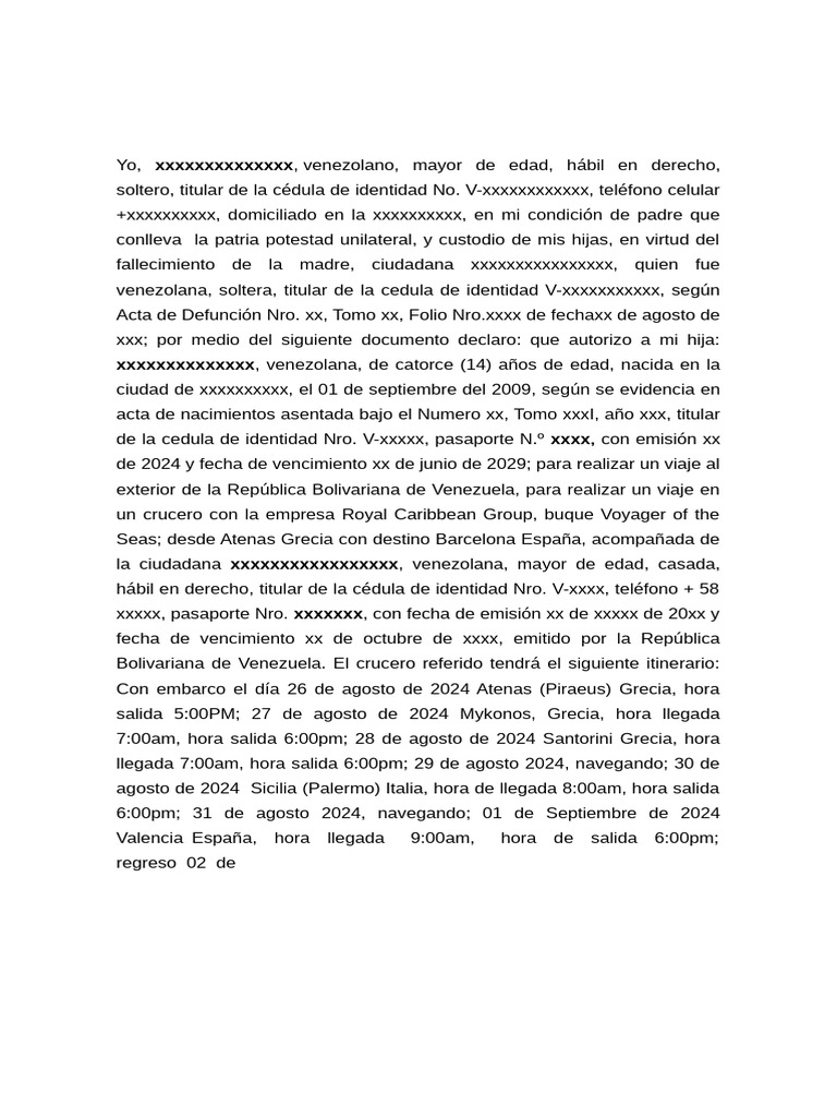 Autorizacion de Viaje Por Notaria | PDF | Lineas de crucero