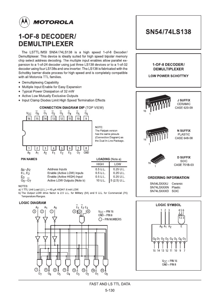 Ic 74LS138 Demultiplexer | PDF