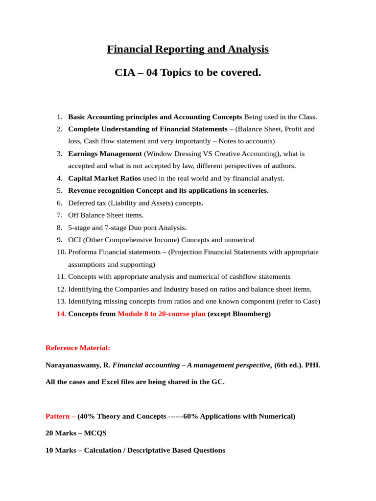 Financial Reporting and Analysis | PDF