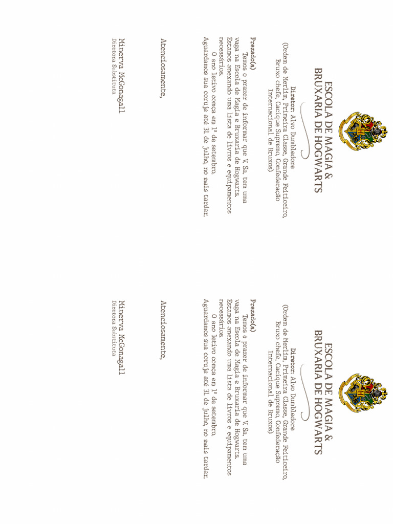 Carta de Hogwarts | PDF