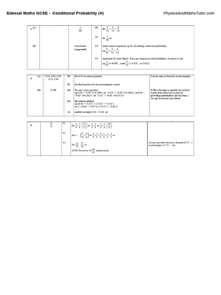 Conditional Probability (H) MS | PDF