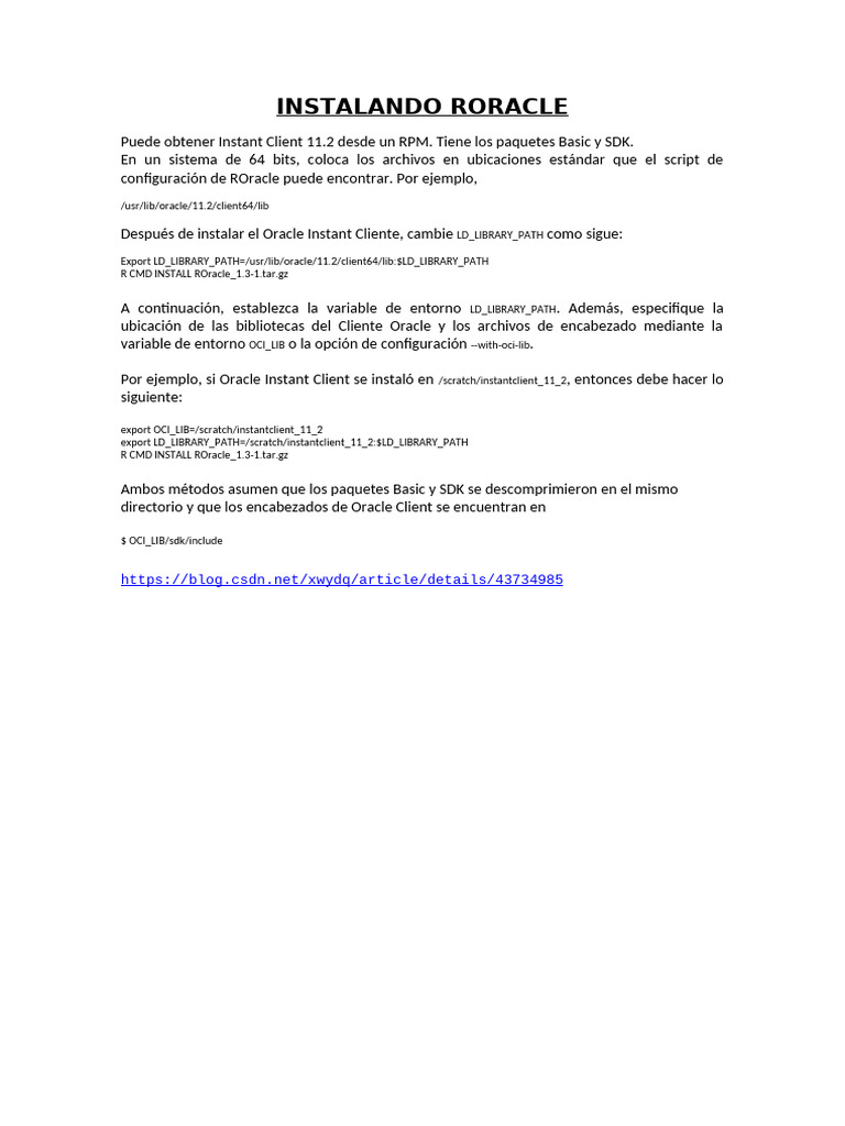 INSTALANDO RORACLE | PDF