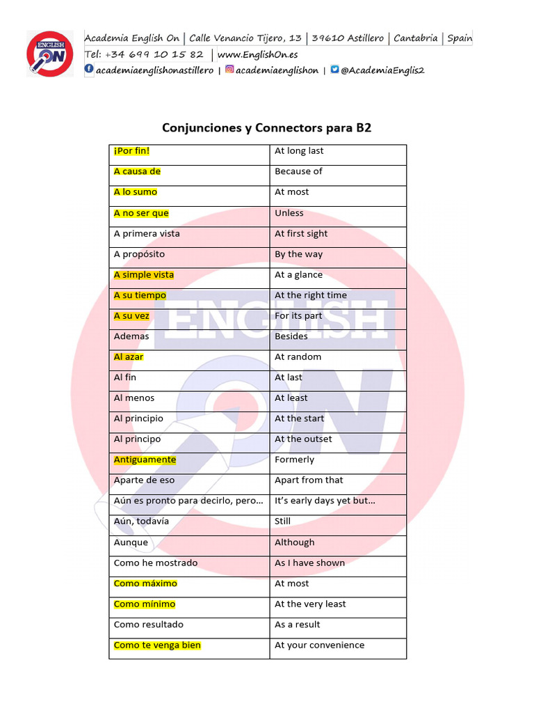 B2 Conjunciones y Connectors para B2 | PDF