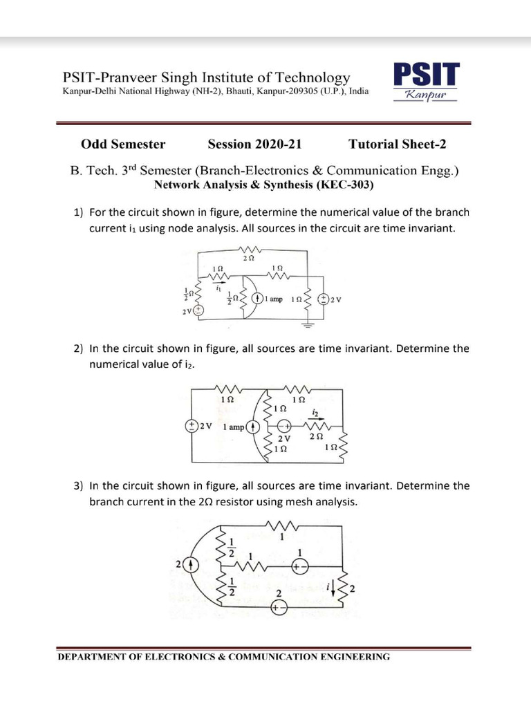 Tutorial Sheet | PDF
