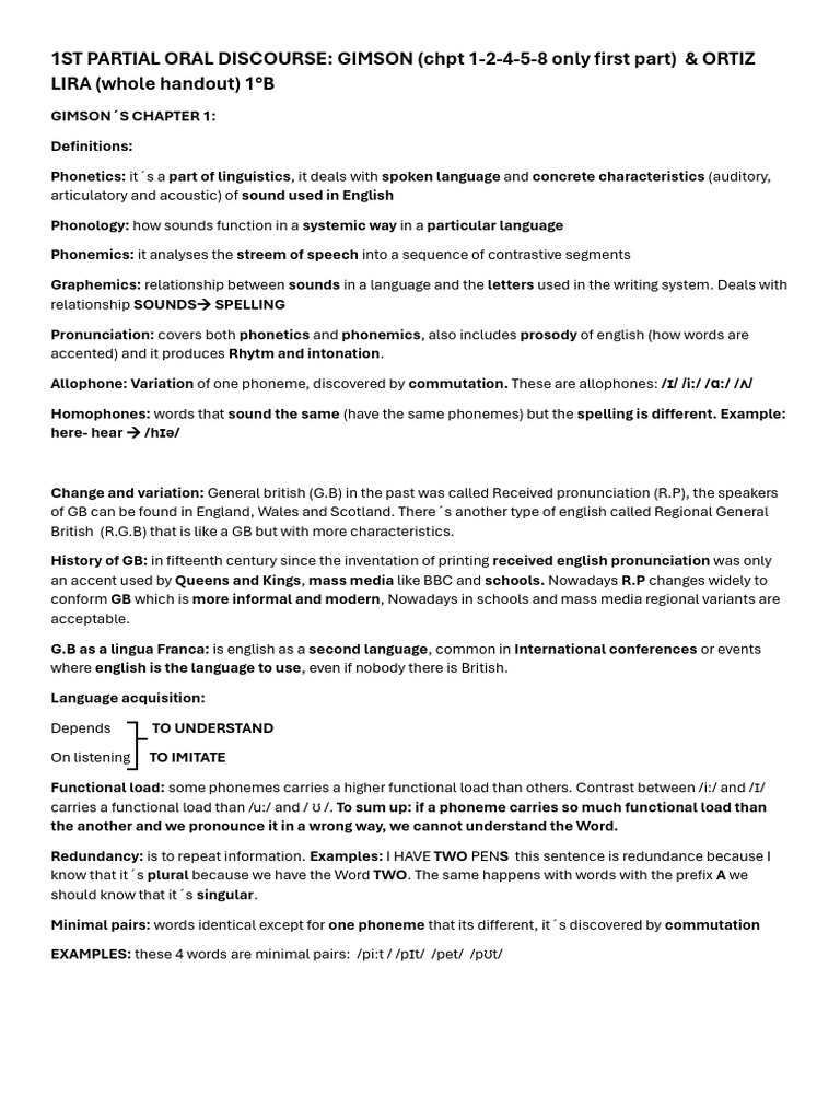 Fonética 1st Partial Exam | PDF | Syllable | Vowel