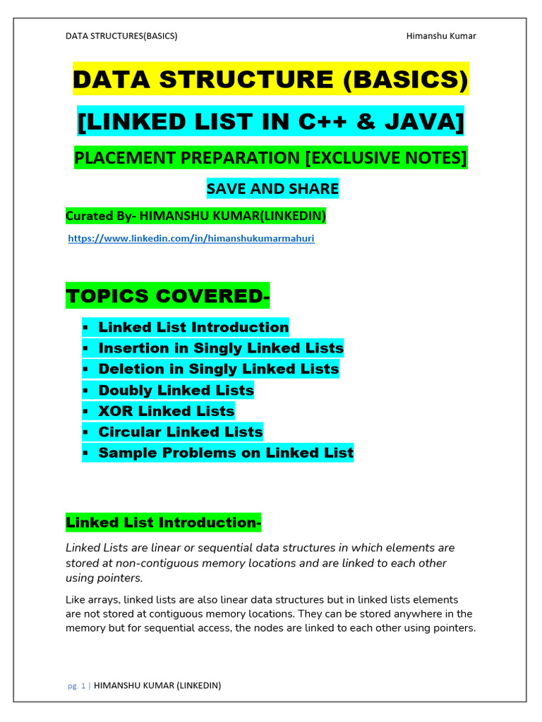 Linked List Basics and Operations | PDF | Pointer (Computer Programming) | Computer Programming