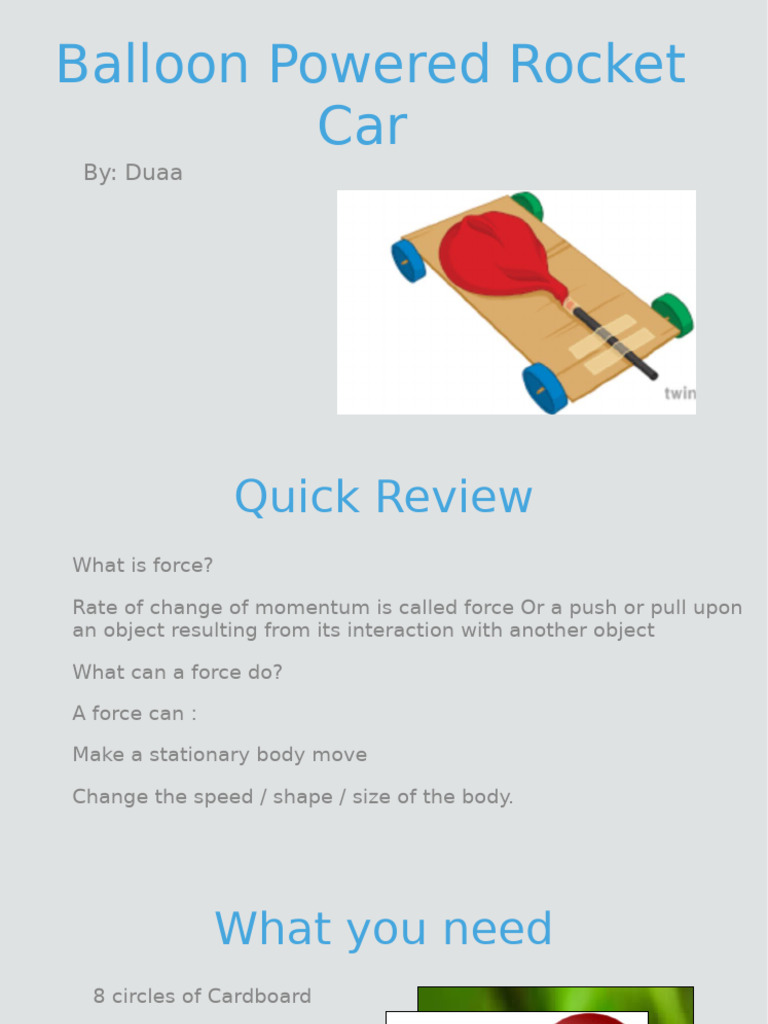Balloon Powered Rocket Car. | PDF | Force | Friction