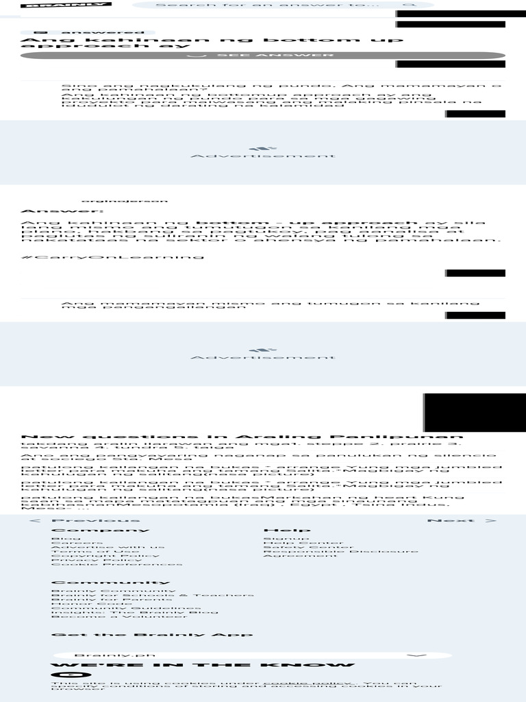 Ang Kahinaan NG Bottom Up Approach Ay - Brainly - PH | PDF