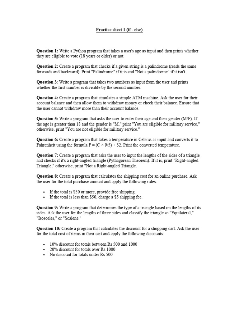 Practice Sheet 1 | PDF
