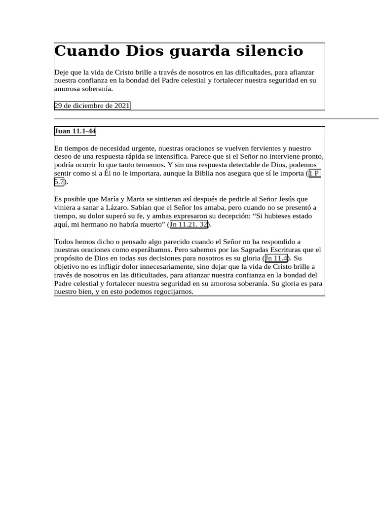 Cuando Dios Guarda Silencio | PDF