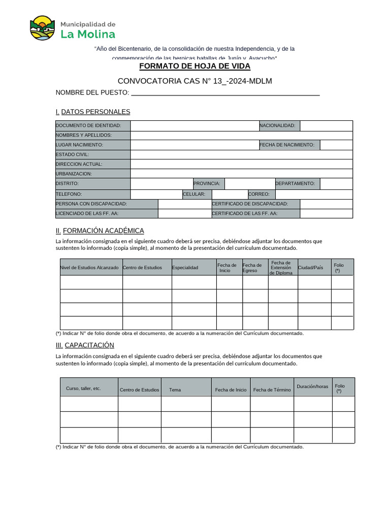 Fichas CAS 2023 MDLM Imprimir | PDF