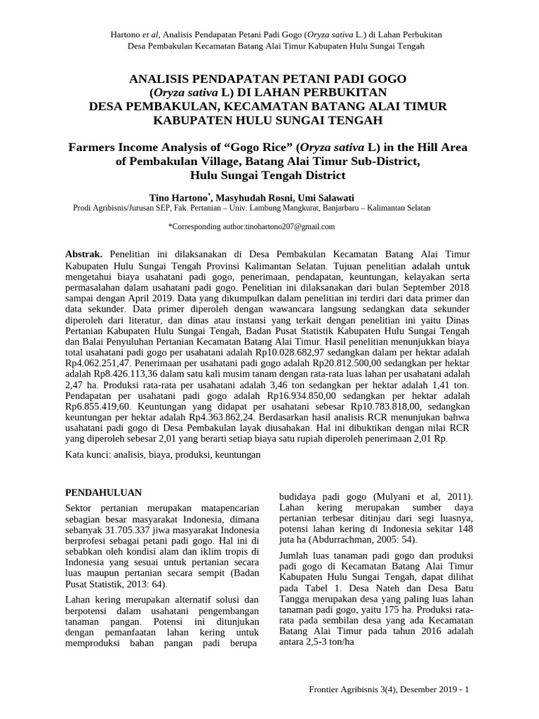 Analisa Petani Gogo | PDF