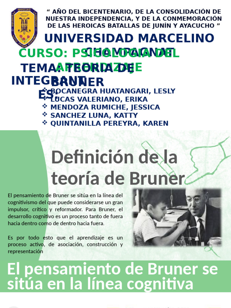 Teoría de Aprendizaje de Bruner | PDF | Aprendizaje | Psicología cognitiva