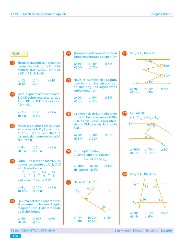 Ejercicios de Geometría para 5to Año | PDF | Ángulo | Matemáticas