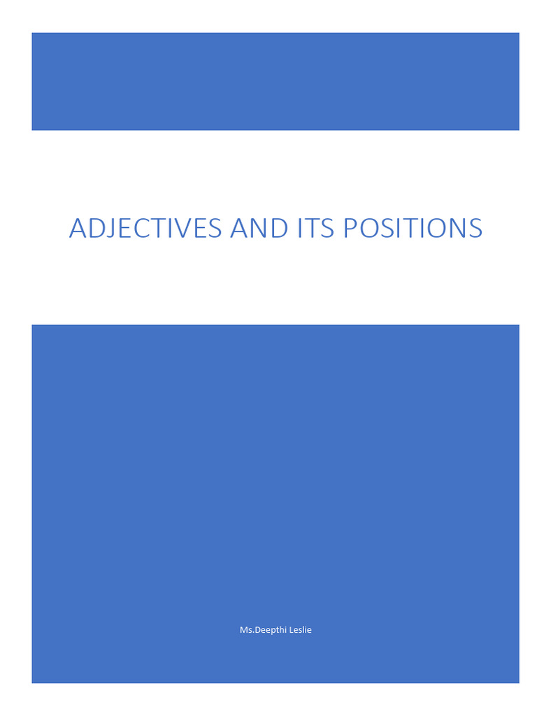 Position des adjectifs en français | PDF