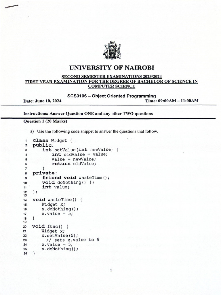 2024.6.10 - SCS 3106 - Object Oriented Programming - EXAM | PDF