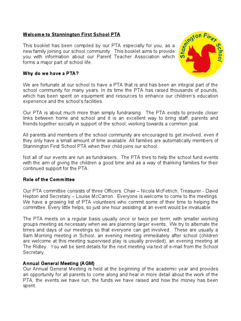 PTA Welcome Booklet | PDF | Fundraising | Society