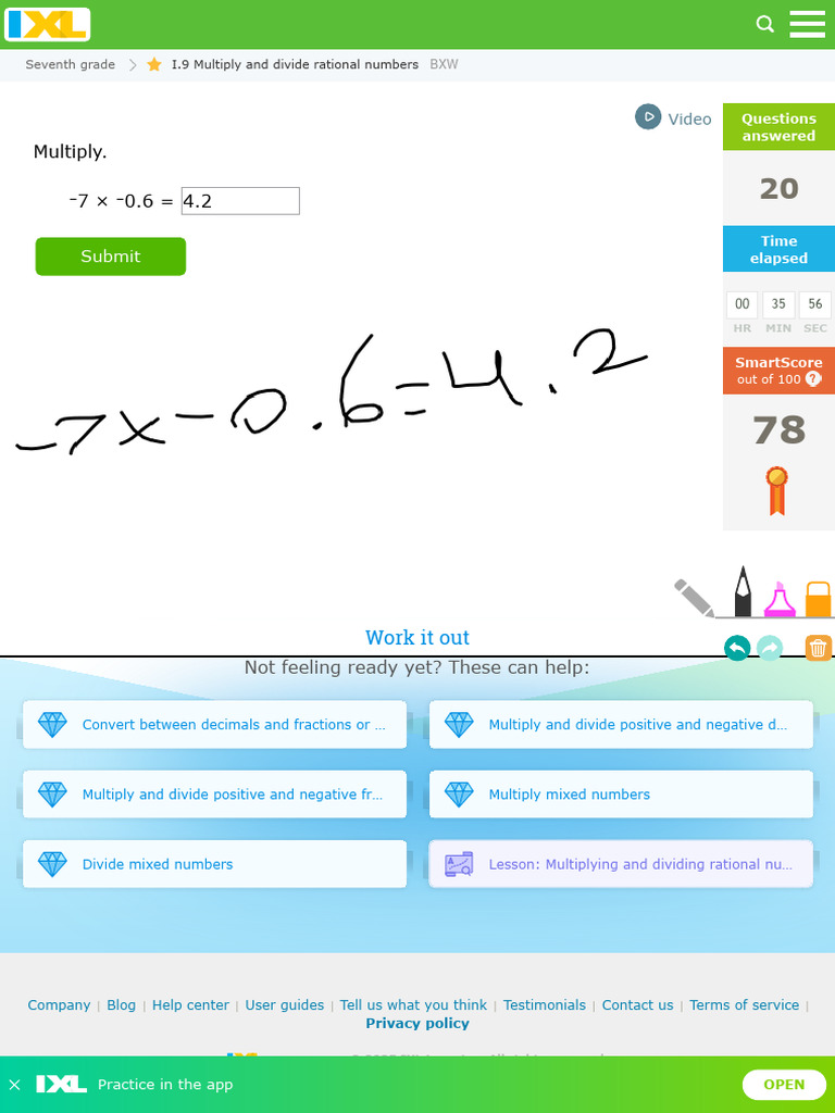 IXL Multiply and Divide Rational Numbers 7th Grade Math | PDF ...