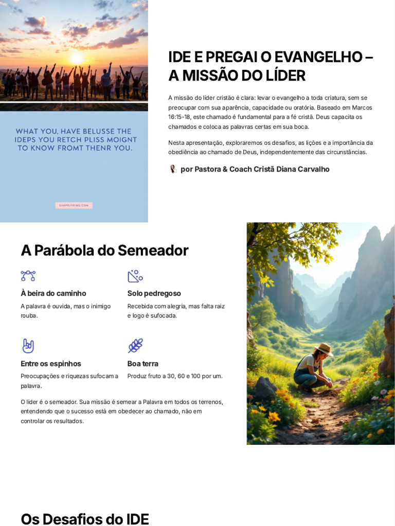 Ide e Pregai o Evangelho A Missao Do Lider | PDF | Deus | Fé