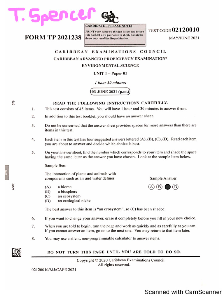 Envi Science Paper 1 2010-2021 Solutionsss | PDF | Earth Sciences | Nature