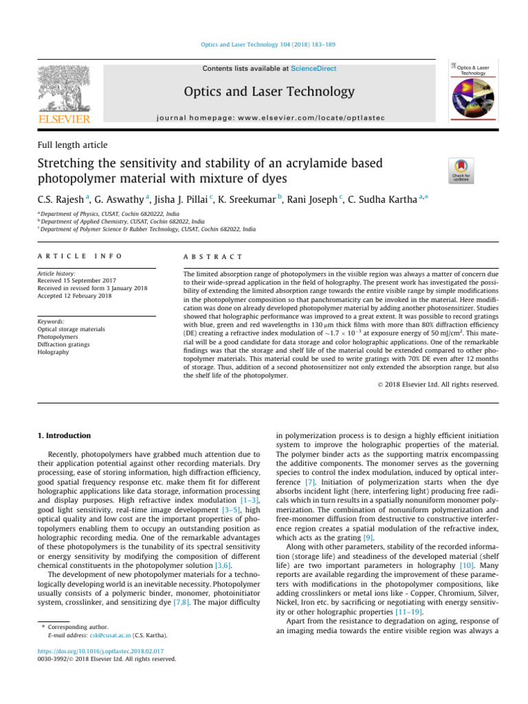 Optics and Laser Technology | PDF | Holography | Laser