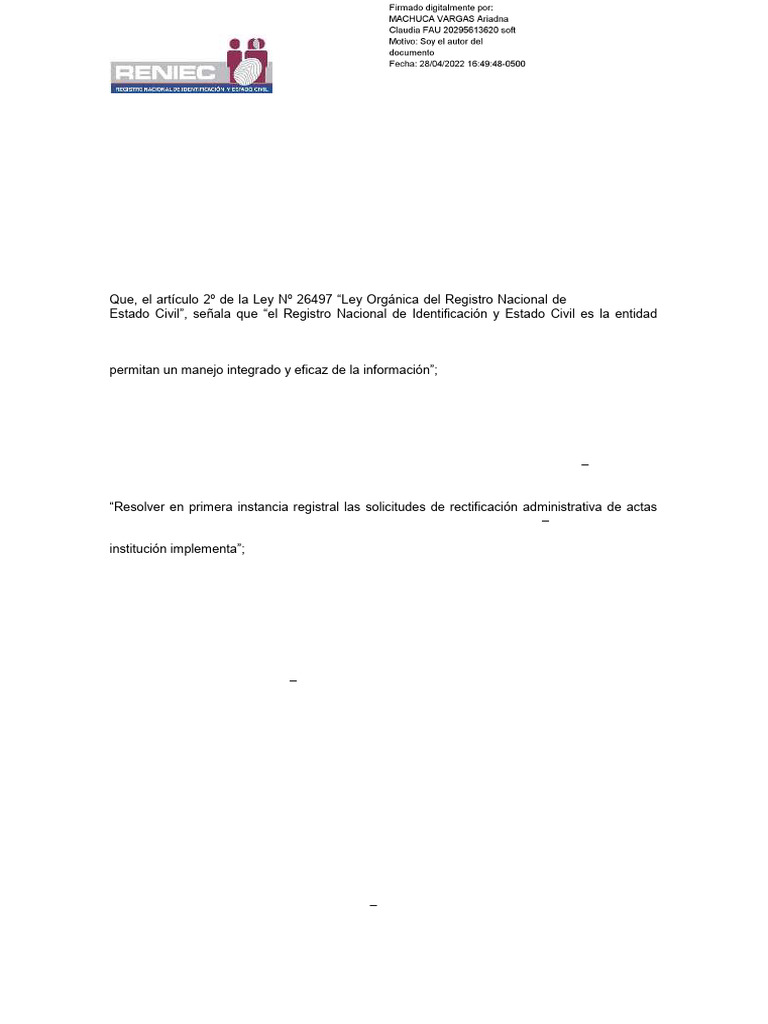 1064 RESOLUCION SUB GERENCIAL-San Borja-001064-2022-DRC_SDRERC_RENIEC-2022-04-28-A | PDF | Gobierno