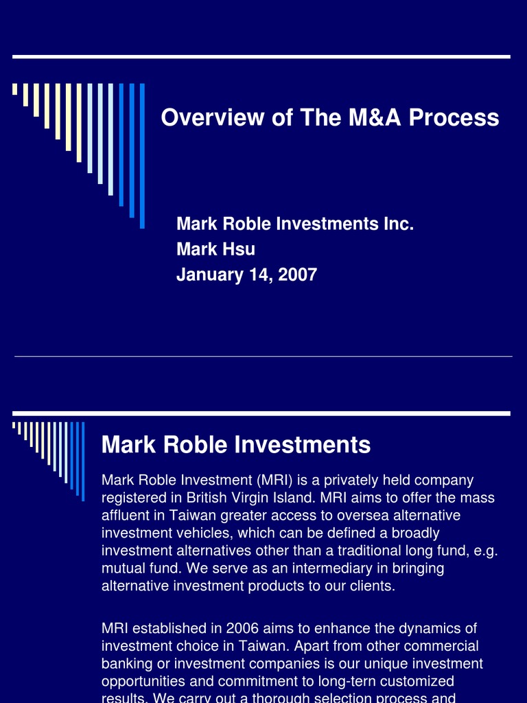 Overview of The M&a Process-1 | PDF | Discounted Cash Flow | Valuation ...