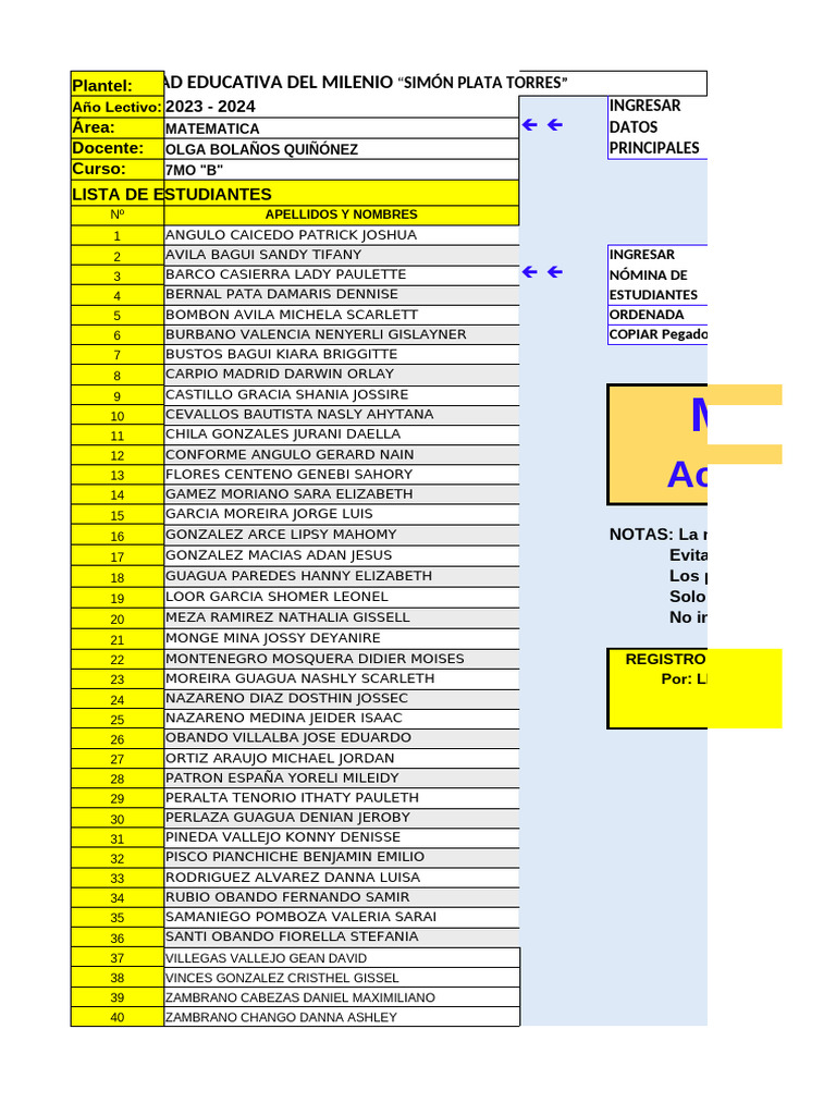 Cuadro Calif. 2023-2024 Septimo | PDF