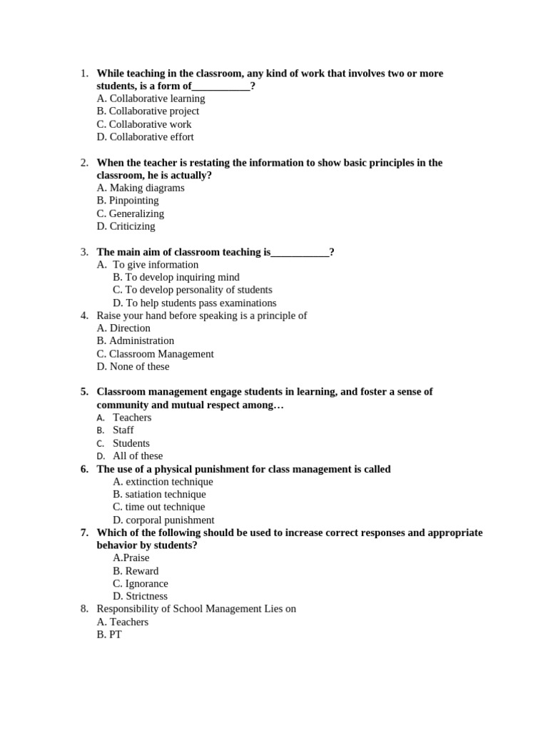 Classroom Management and Teaching Strategies | PDF