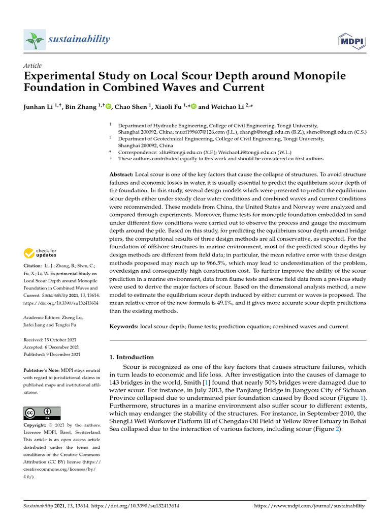 Local Scour Depth Study for Monopiles | PDF | Deep Foundation | Waves