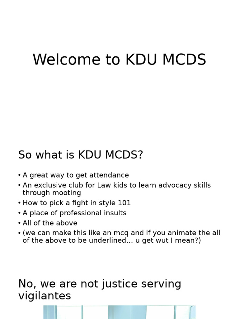 Welcome To KDU MCDS | PDF
