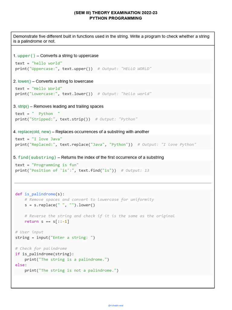 (SEM III) (AKTU) PYTHON THEORY EXAMINATION 2022-23 SOLUTION | PDF ...