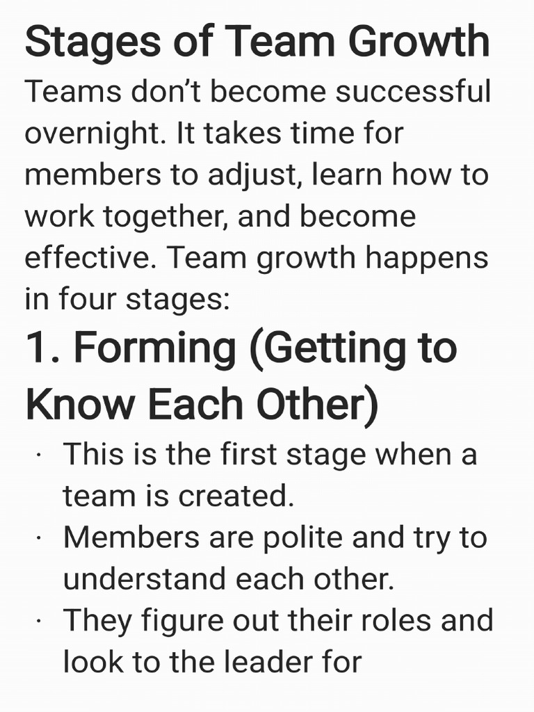 Stages of Team Growth | PDF
