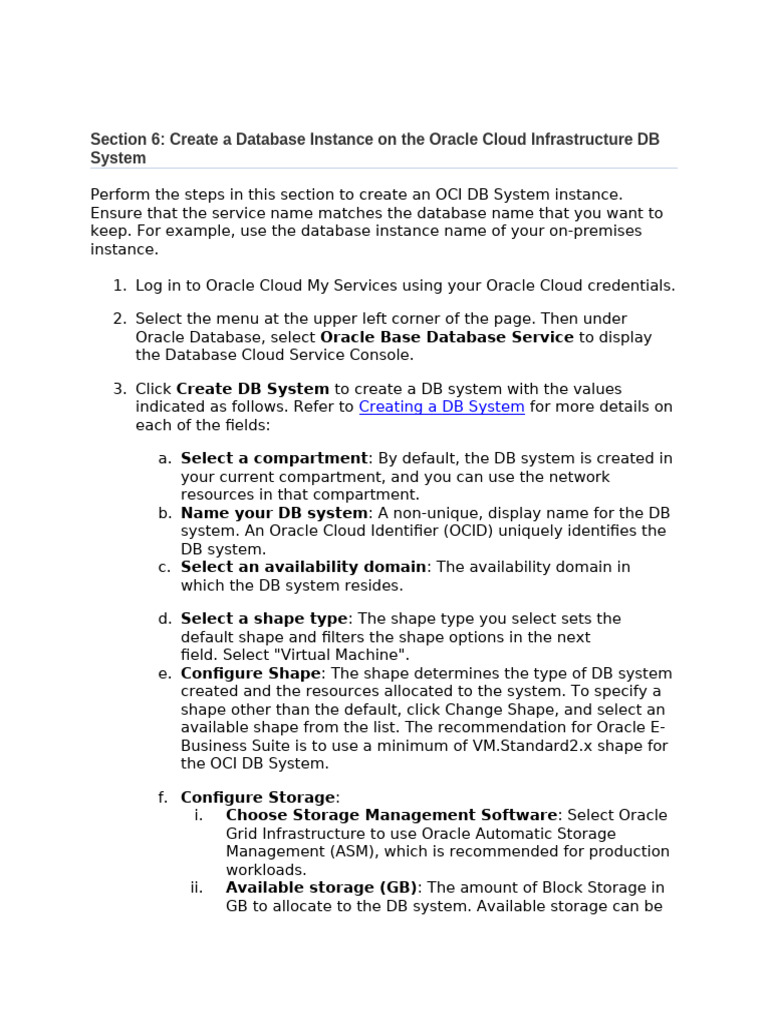 Create Oracle DB Instance on OCI | PDF | Domain Name System | Domain Name