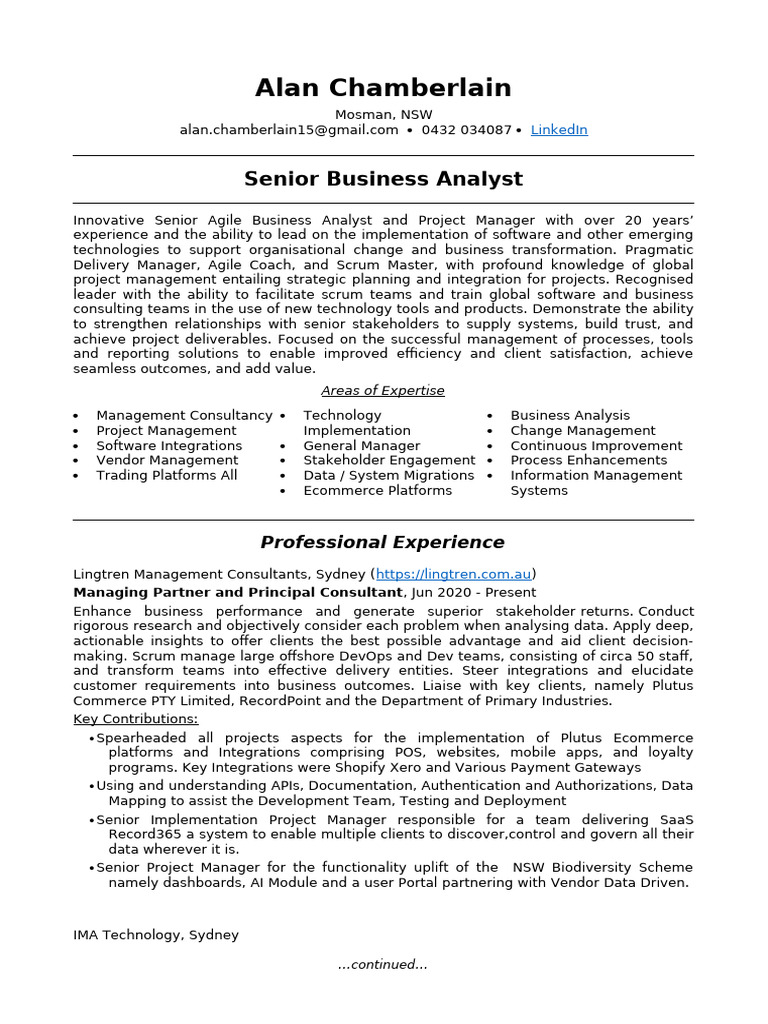Alan Chamberlain BA Capital Sydney | PDF | Derivative (Finance) | Agile Software Development