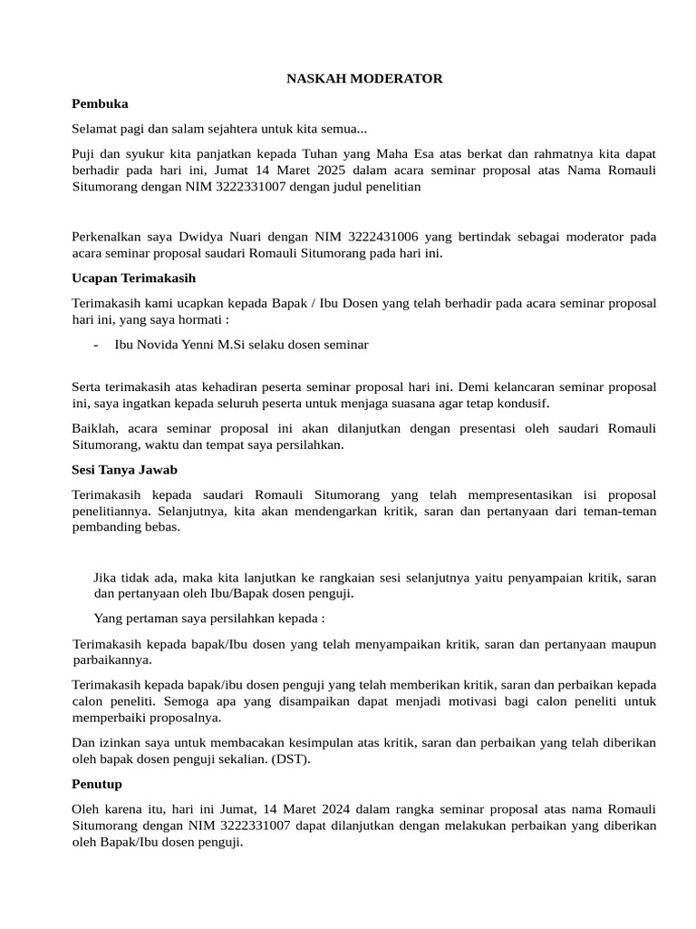 Seminar Proposal Romauli Situmorang | PDF