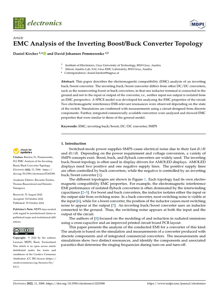 EMC Analysis of The Inverting BoostBuck Converter | PDF | Capacitor ...