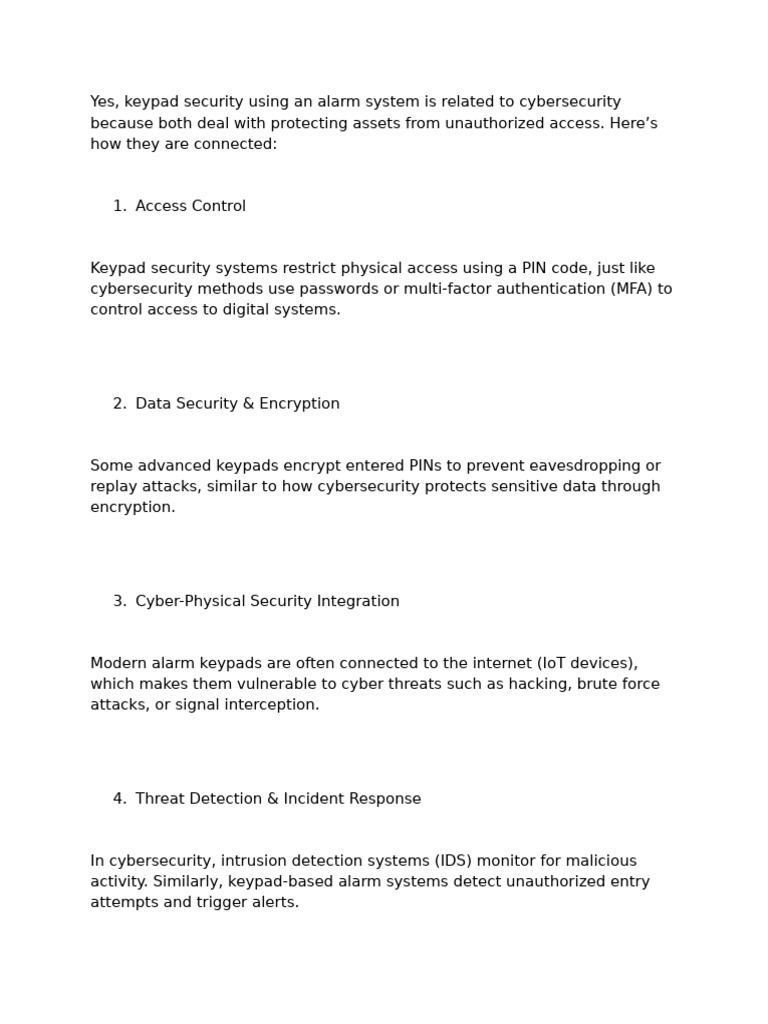 Keypad Security and Cybersecurity Link | PDF