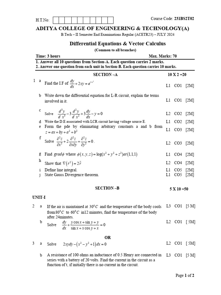 17399359342DIFFERENTIAL EQUATIONS & VECTOR CALCULUS | PDF | Mathematics ...