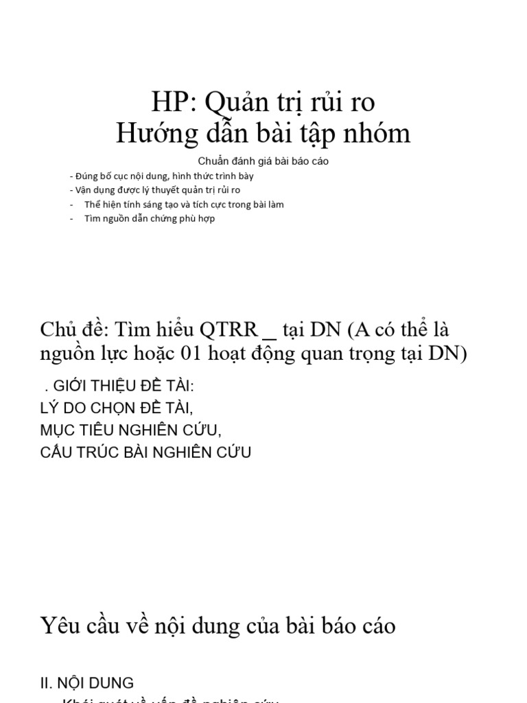 Gởi lớp 2025 Hướng dẫn bài nhóm QTRR | PDF