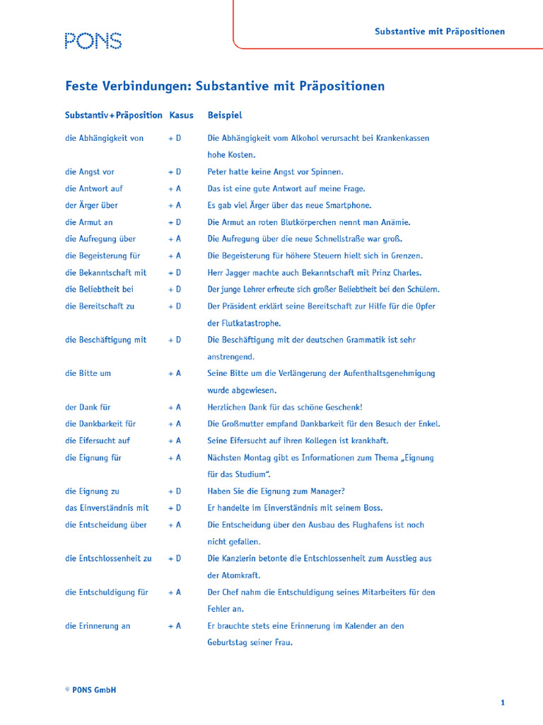 Nomen Mit Präpositionen | PDF