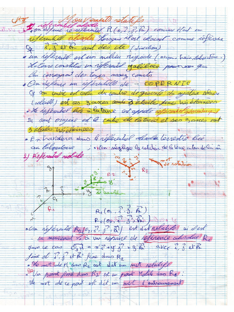 Mécanique Générale-Mouvements Relatifs-Cours+td | PDF