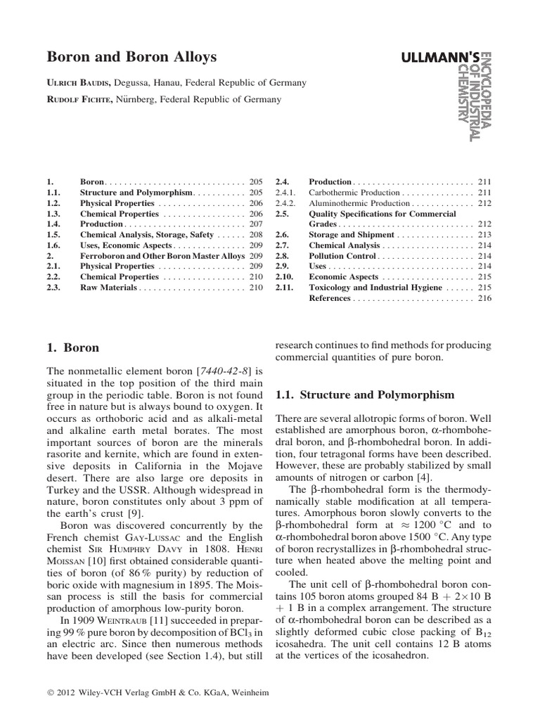 Boron and Boron Alloys | PDF | Boron | Chemical Reactions