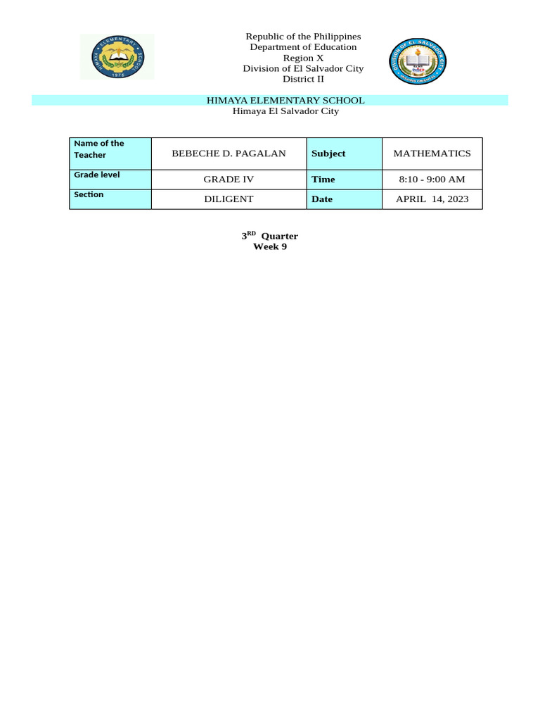 Cot Grade 4 Math Bebeche | PDF | Mathematics | Shape