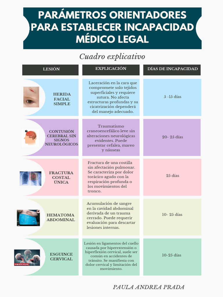 Parámetros de Incapacidad Médico Legal | PDF | Medicina CLINICA | Lesión