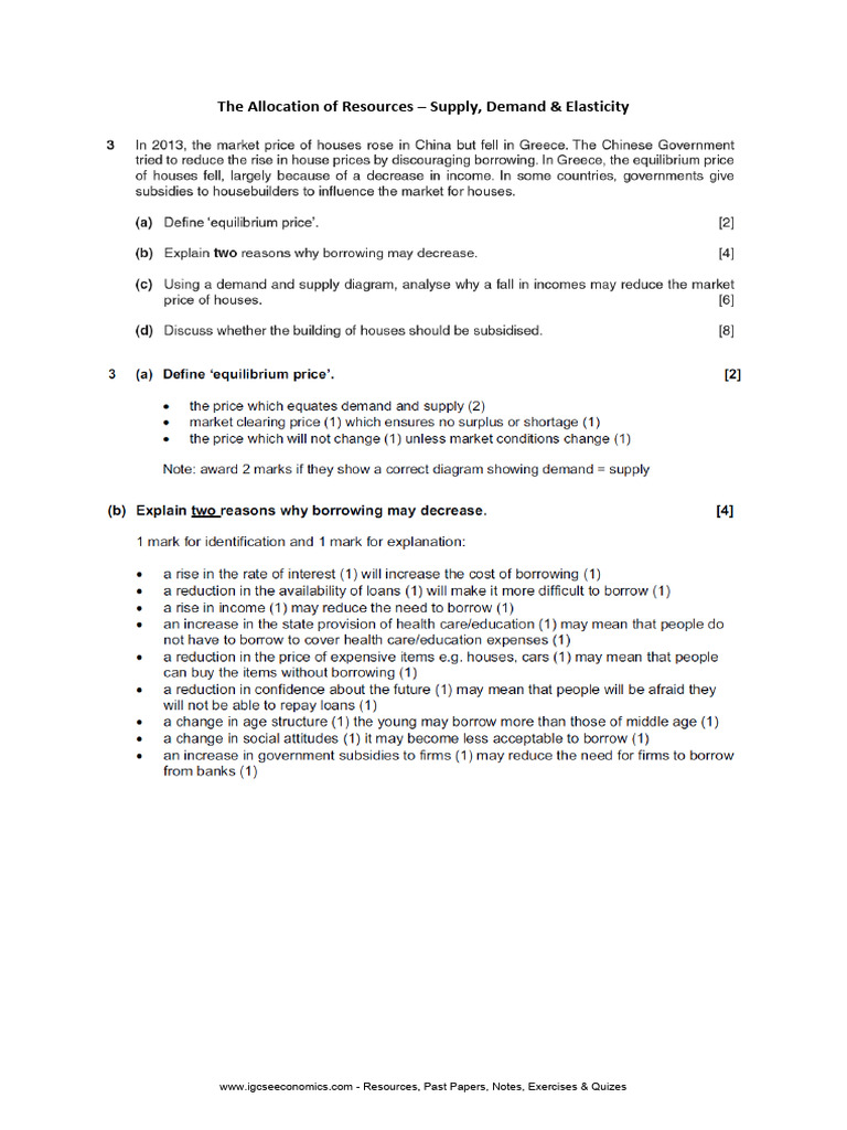 2-The Allocation of Resources Supply Demand Elasticity | PDF