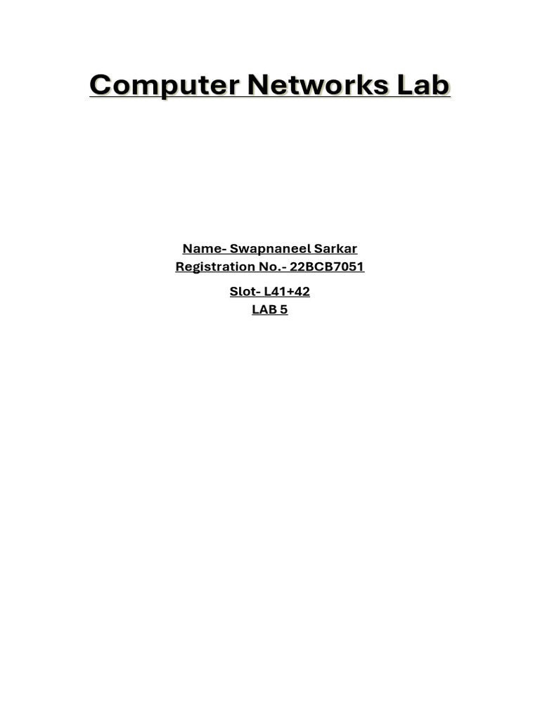 Computer Networks Lab Results Summary | PDF
